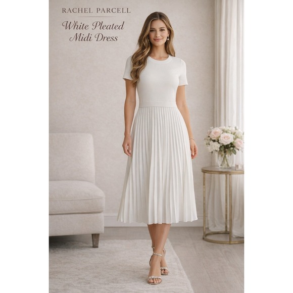 Rachel Parcell | Dresses | Rachel Parcell Rp Ivory Pleated Mixed Media ...